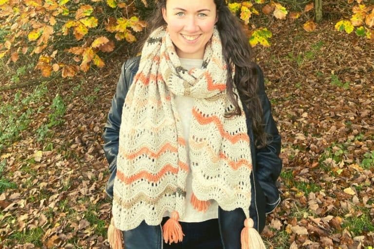 The Honey Scarf - Crochet Ripple Scarf Pattern - Burgundy and Blush